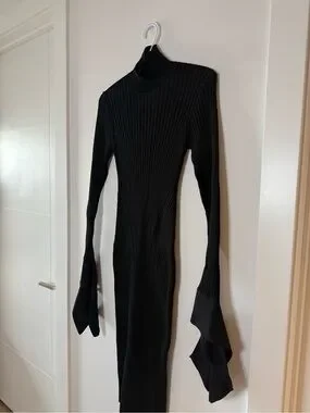 Ami | Dresses | Ami Alexandre Mattiussi Ribbed Knit Mock Neck Dress ...